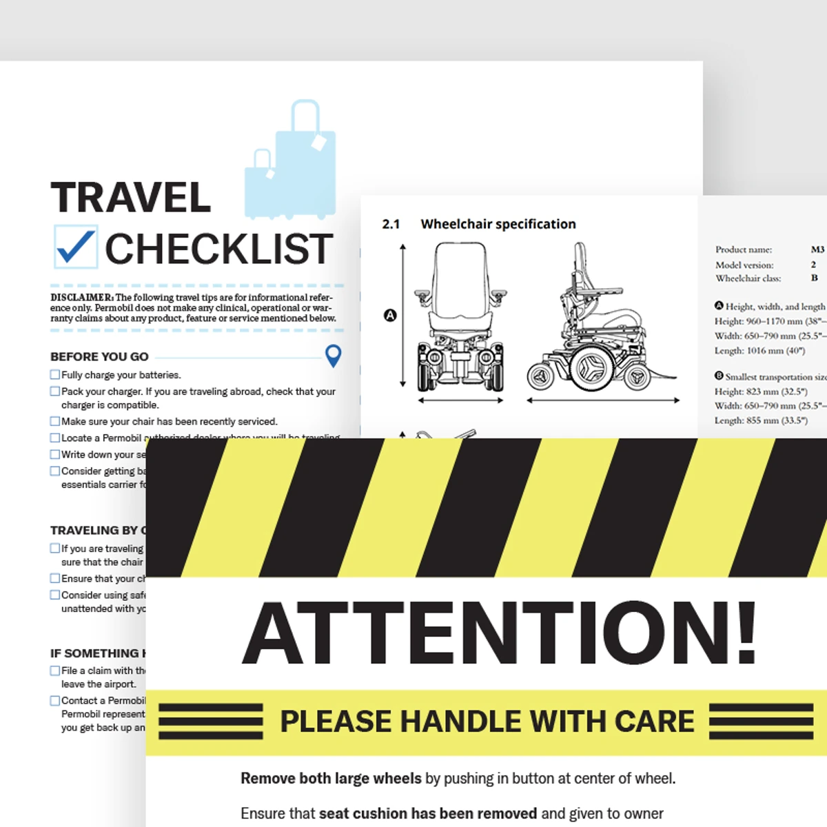 Permobil Wheelchair Travel Support and Documentation